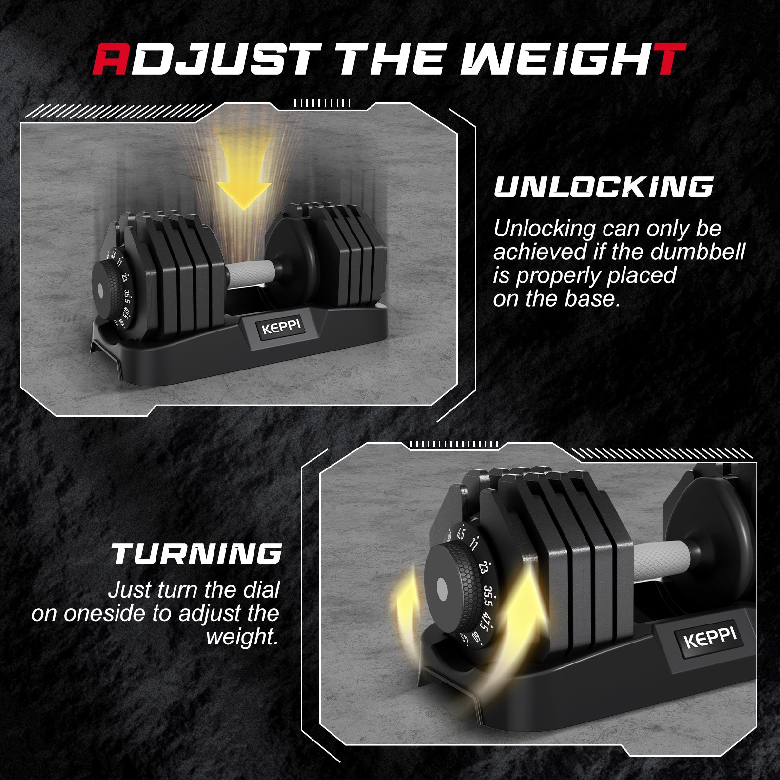 Strength Training Equipment - Adjustable 4.5-60LB Dumbbells Set DBA60 ...